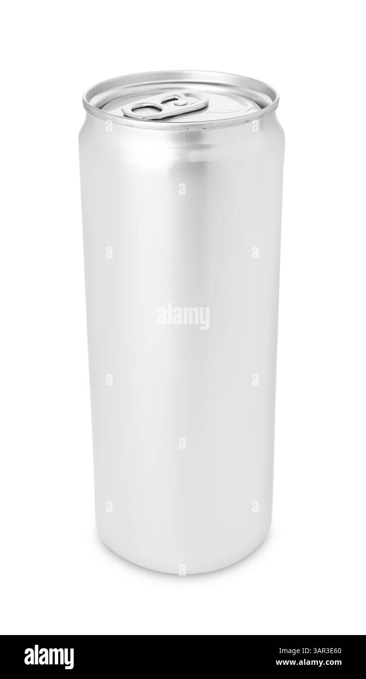 One blank tin can isolated on white Stock Photo - Alamy