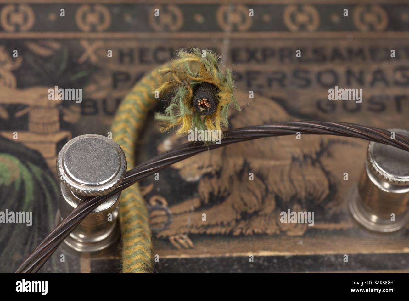 A handmade cigar box crystal radio set, assembled by 12-year-old Thomas ...