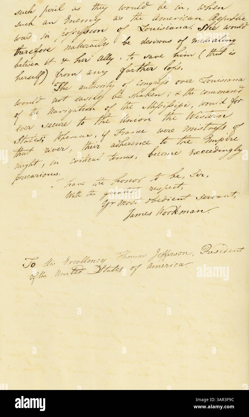 A private letter from James Workman of Alexandria to President Thomas ...