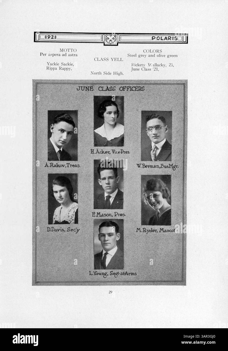 The 1921 'Polaris' yearbook from North High School chronicles the 1920-1921 school year ...