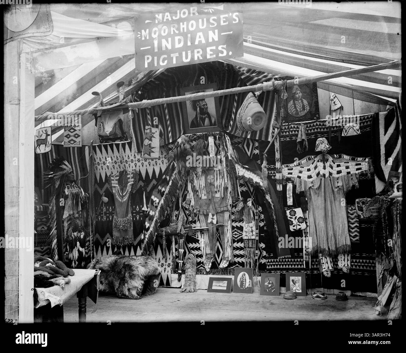 Photograph of a collection of Native American regalia and artifacts ...