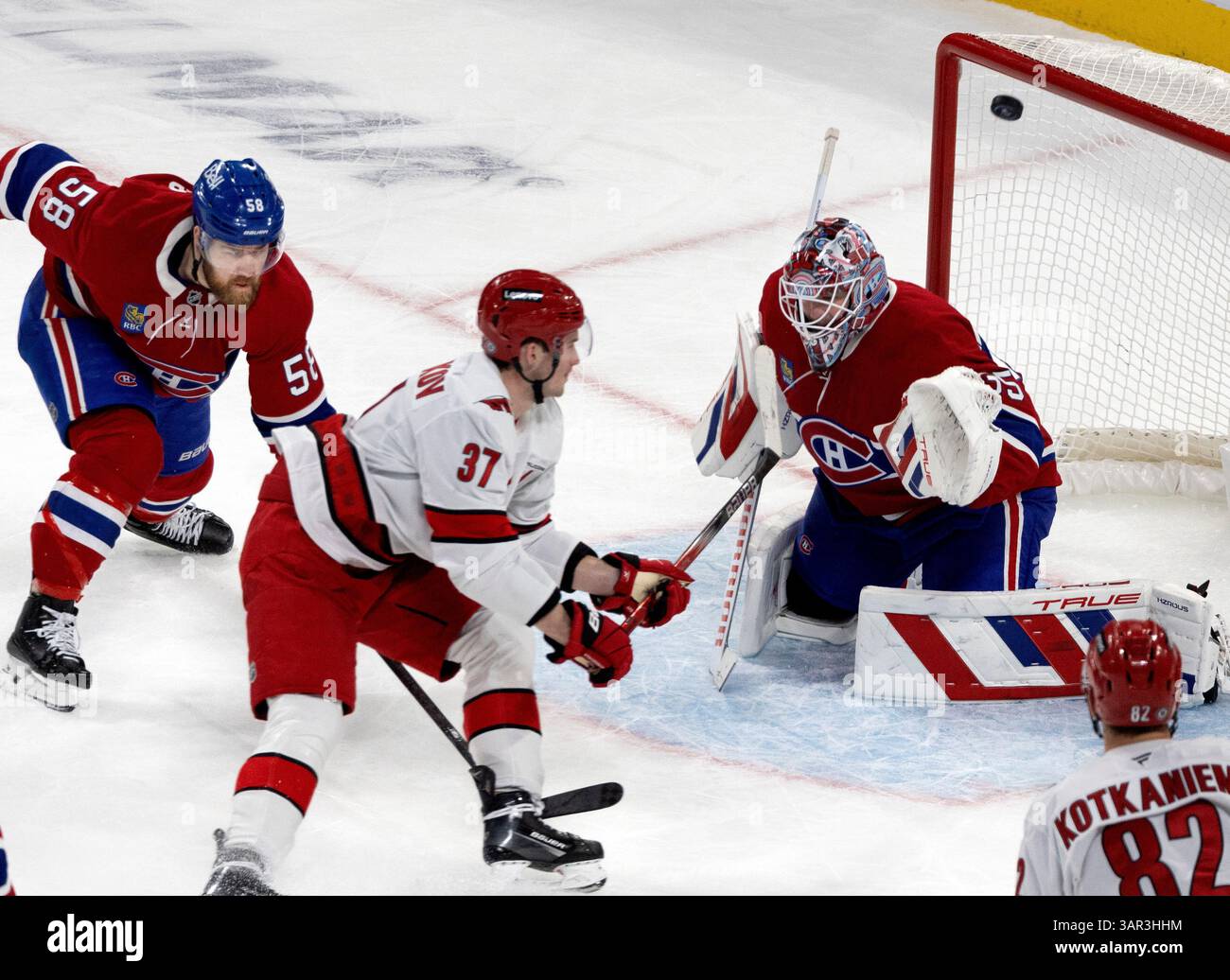 Carolina Hurricanes' Andrei Svechnikov (37) shoots over Montreal ...
