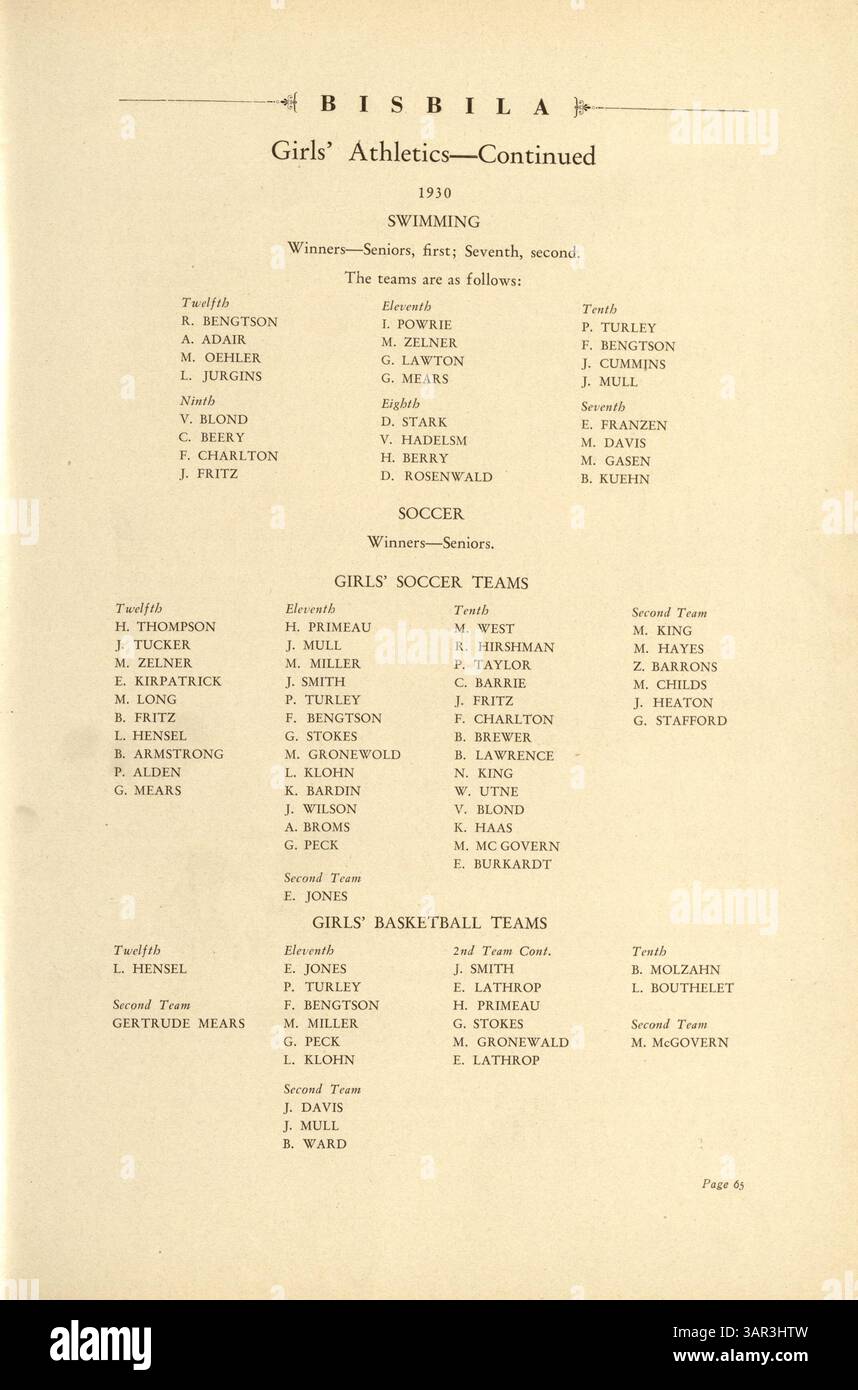 The 1931 University High Yearbook, titled 'Bisbila 1931,' documents the ...