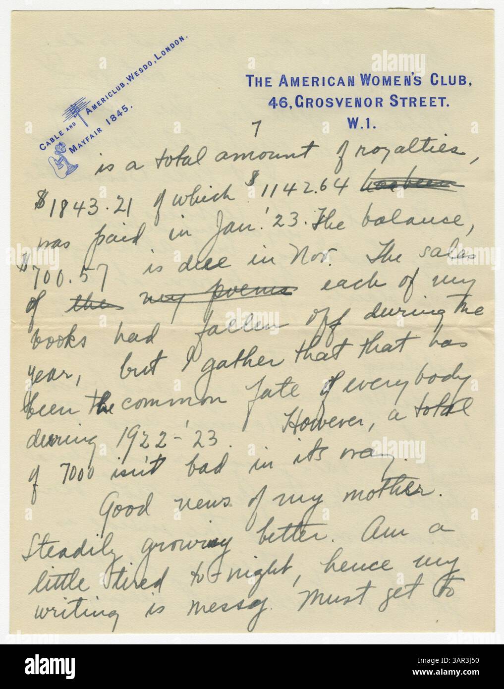 A letter signed by Sara in London, August 16, 1923, sent to Ernst ...