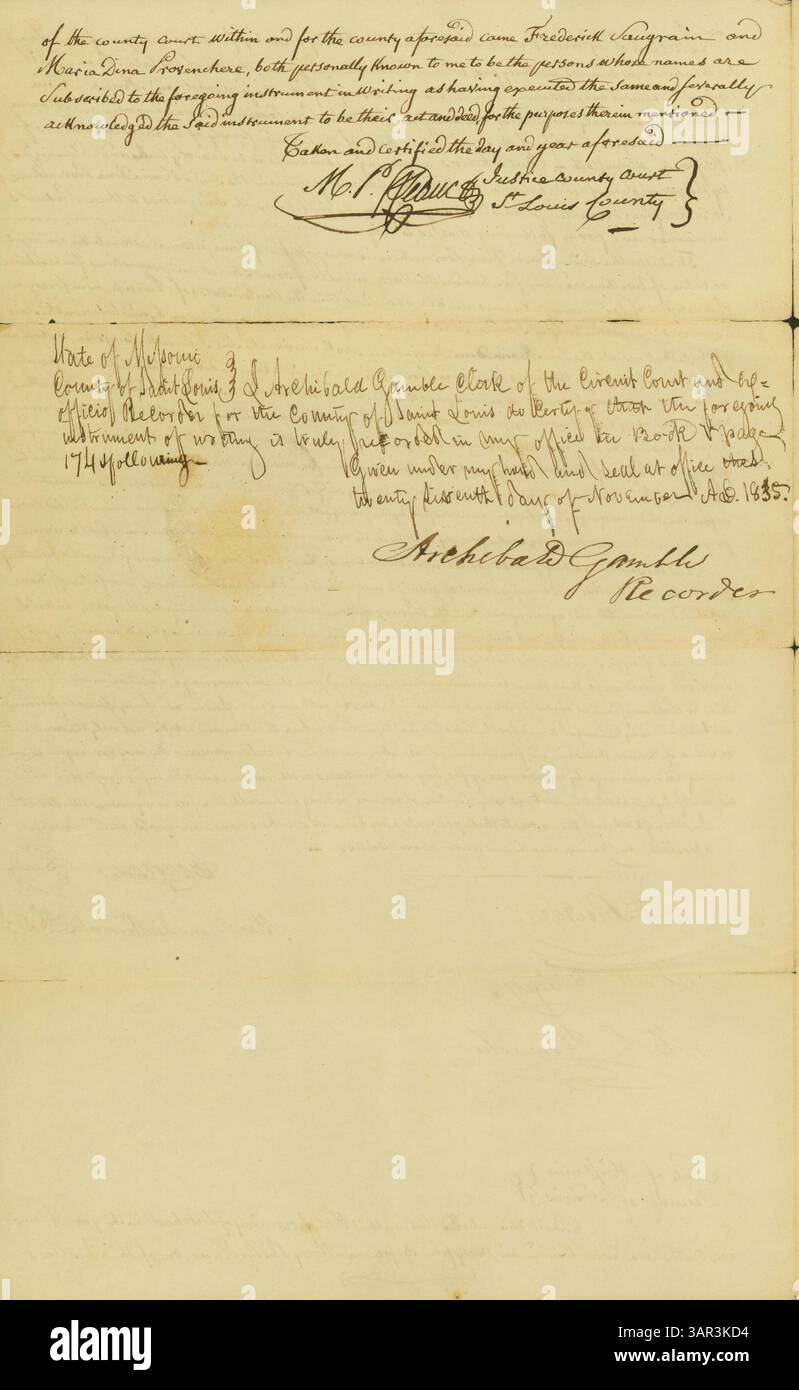 Marriage contract signed by Fredrick Saugrain and Marie Provenchere on ...