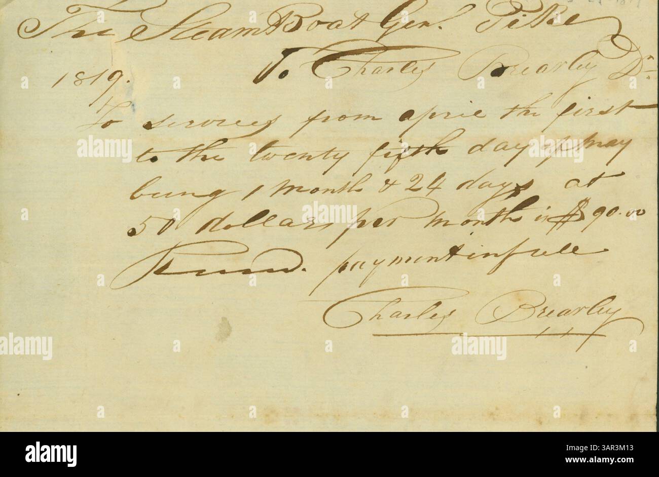 Bill of lading and receipt for the General Pike steamboat, spanning ...