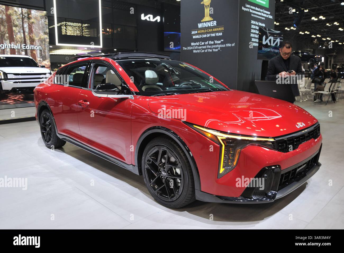 New York, USA. 16th Apr, 2025. 2025 KIA K4 GT Line Turbo on display at ...