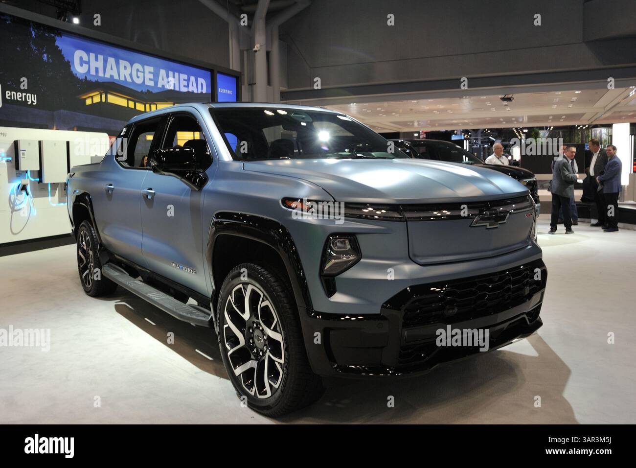 New York, USA. 16th Apr, 2025. 2025 Chevrolet Silverado EV RST on ...
