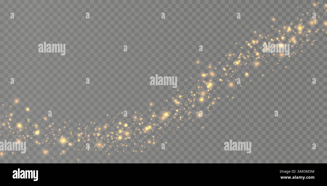 A Beautiful Glittering Golden Sparkle Trail on a Transparent Background ...