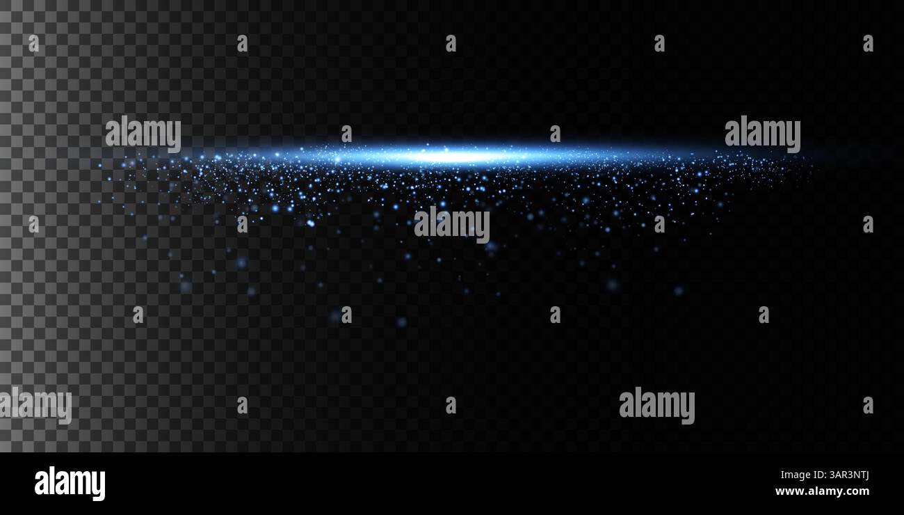 This artwork presents an abstract blue light particle beam set against ...