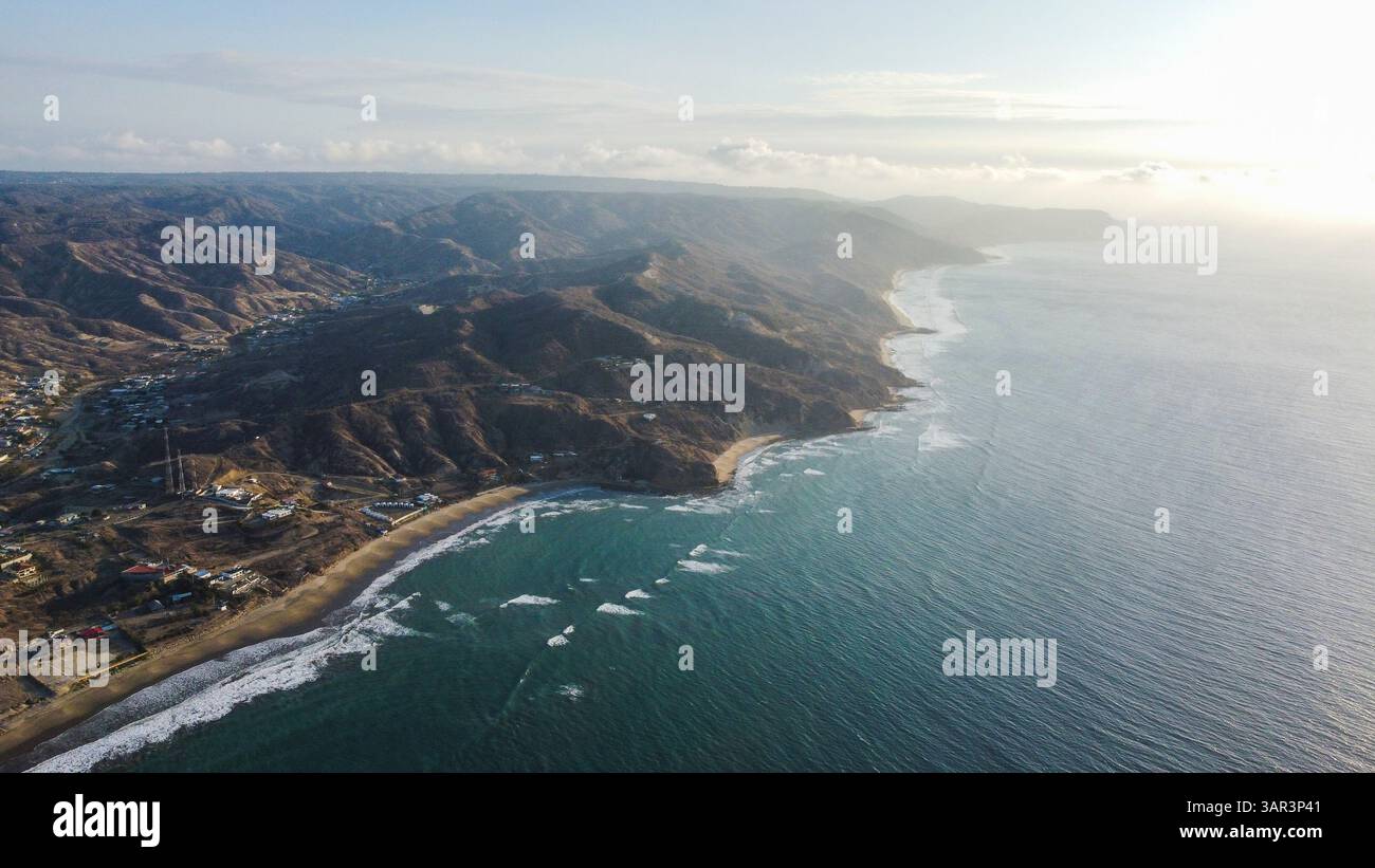 Scenic Beaches of Ecuador – Aerial Views and Sunset Seascapes Stock ...