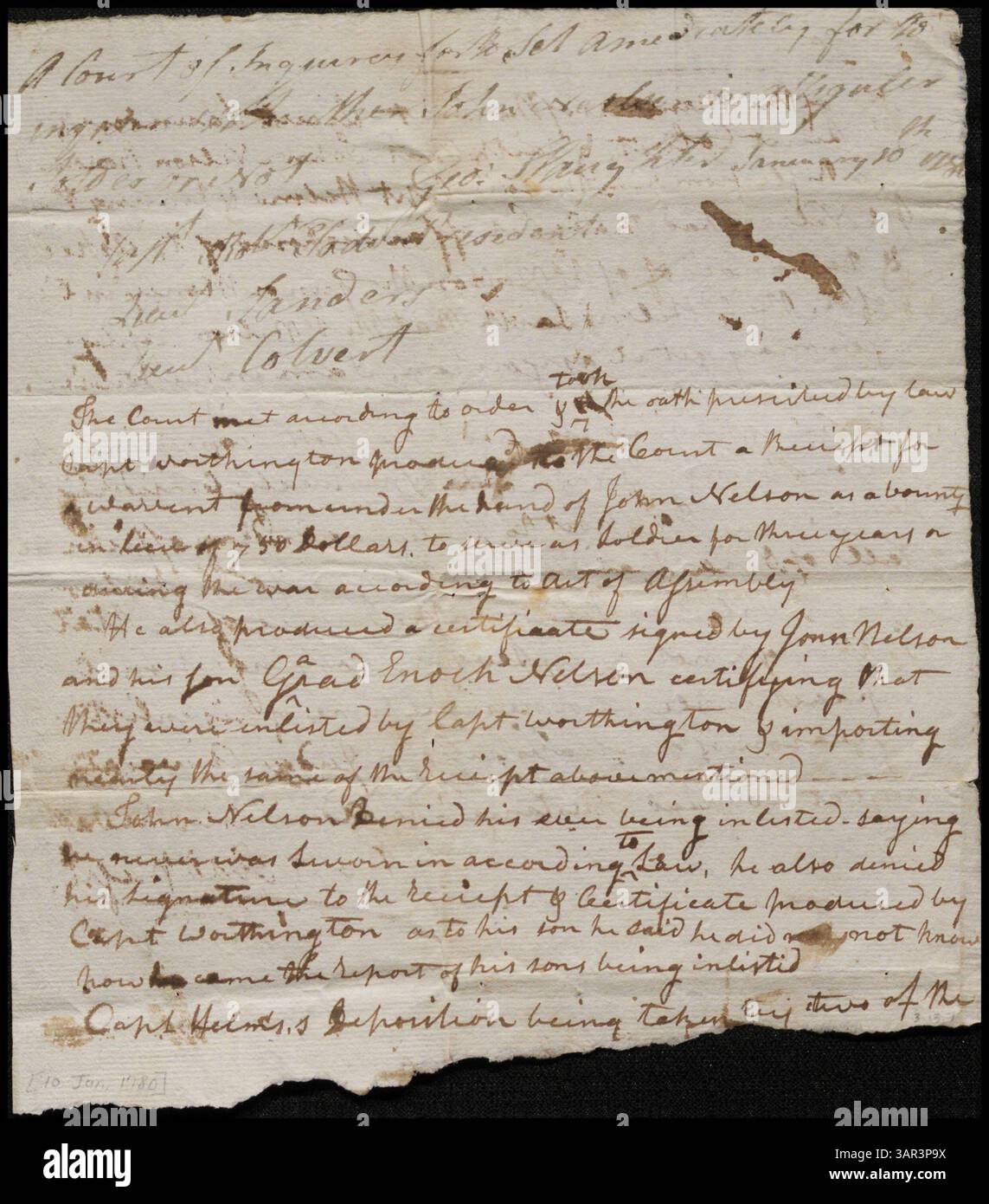 This document, signed by Robert Todd on January 10, 1780, includes ...