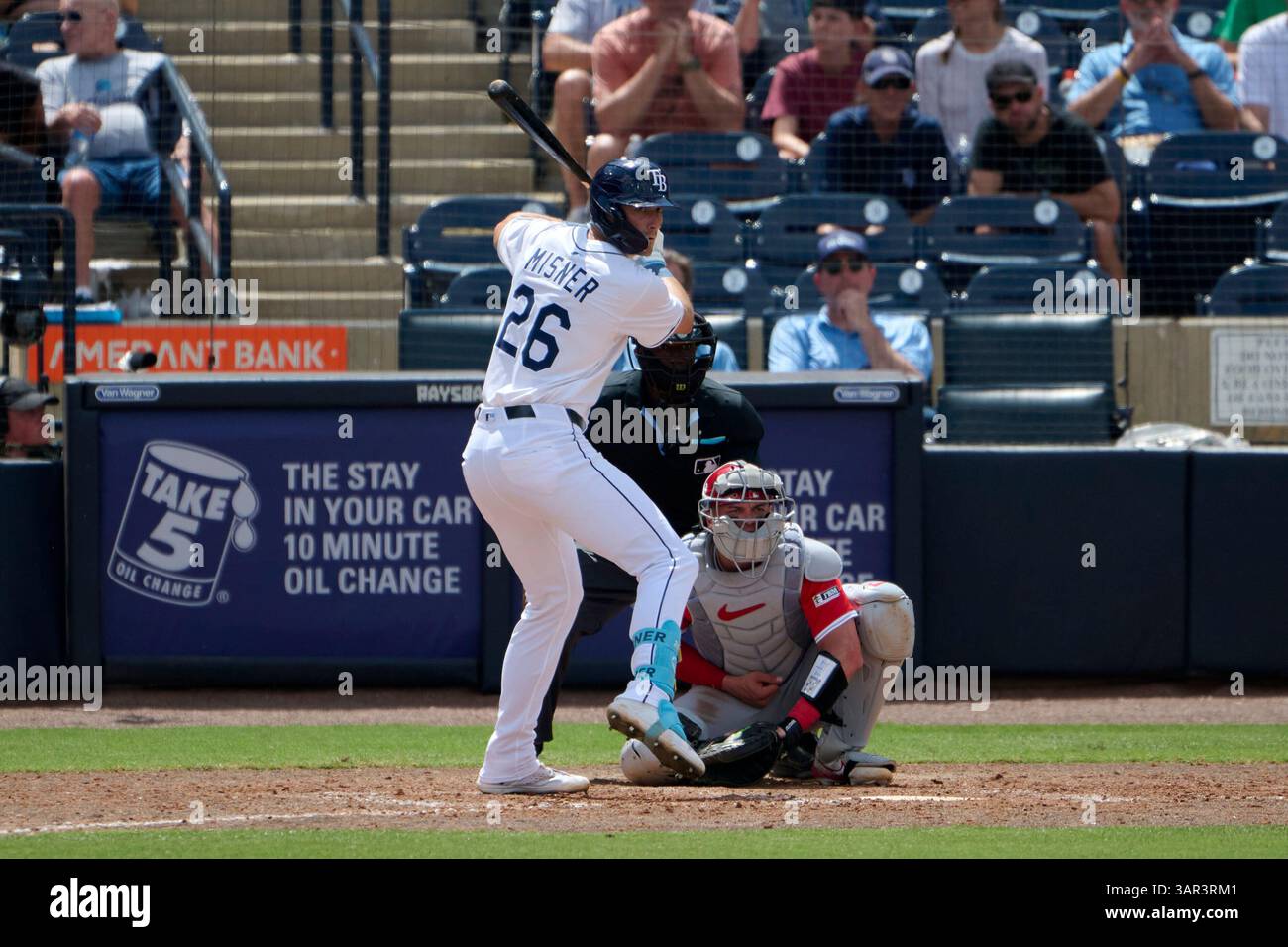 Tampa Bay Rays Kameron Misner (26) bats in the bottom of the seventh ...