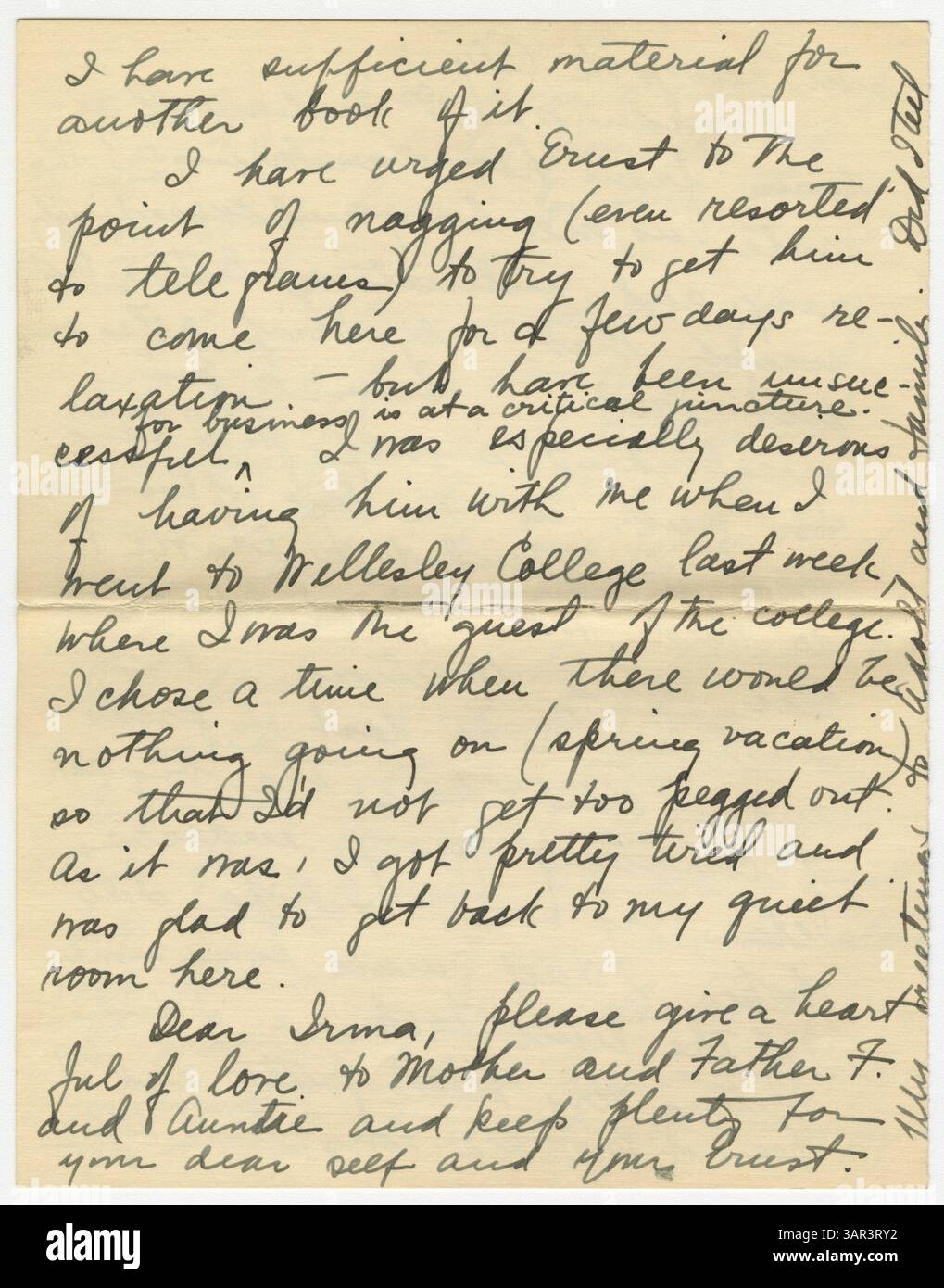A letter from Sara Teasdale Filsinger, dated April 3, 1922, to Irma ...