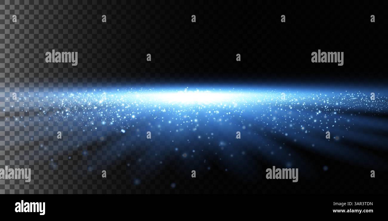 Dynamic Blue Light Beam with Beautiful Sparkles Illuminating a Dark Background Space Stock ...