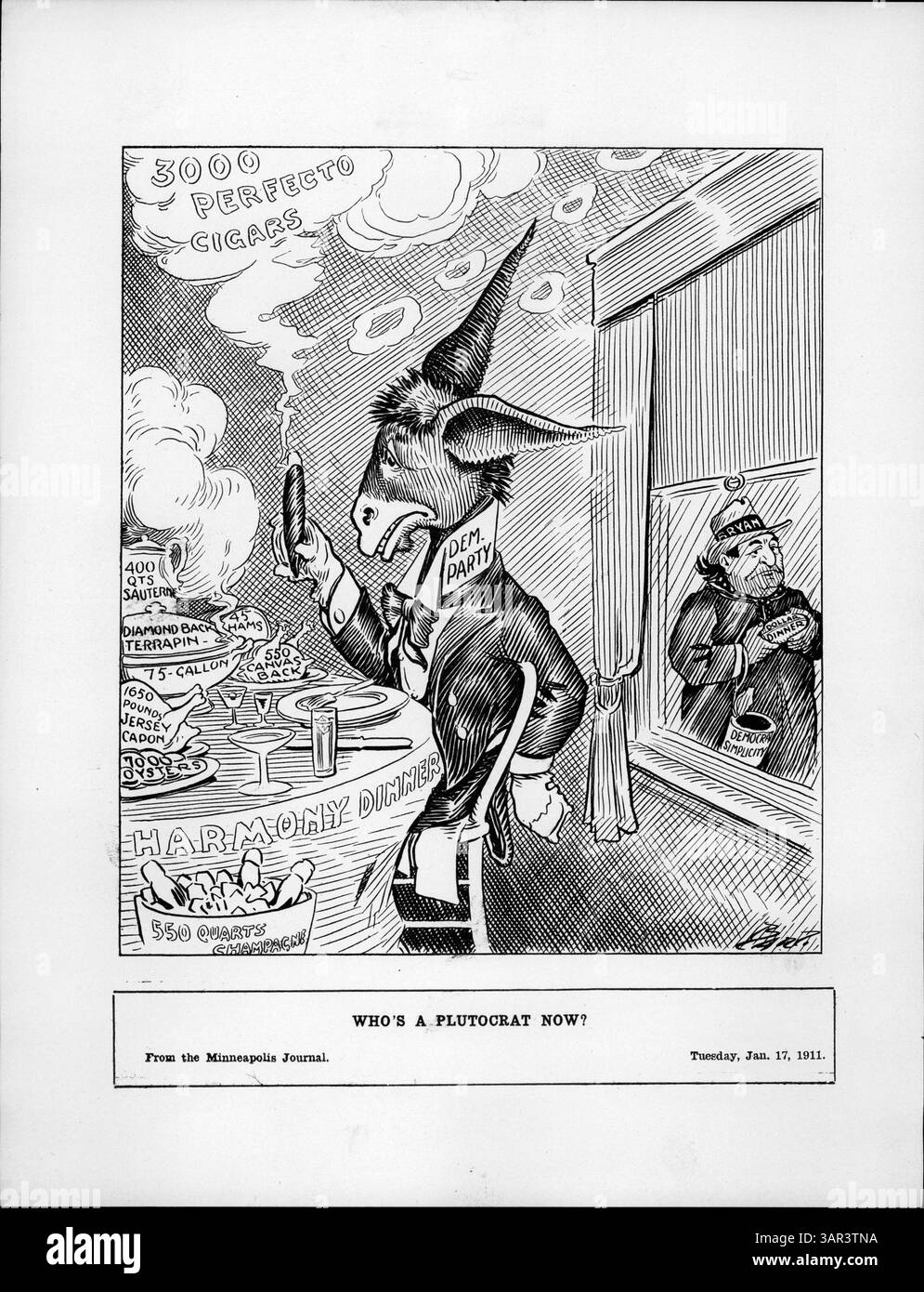 This 1910 political cartoon depicts a frowning Democratic donkey at a ...