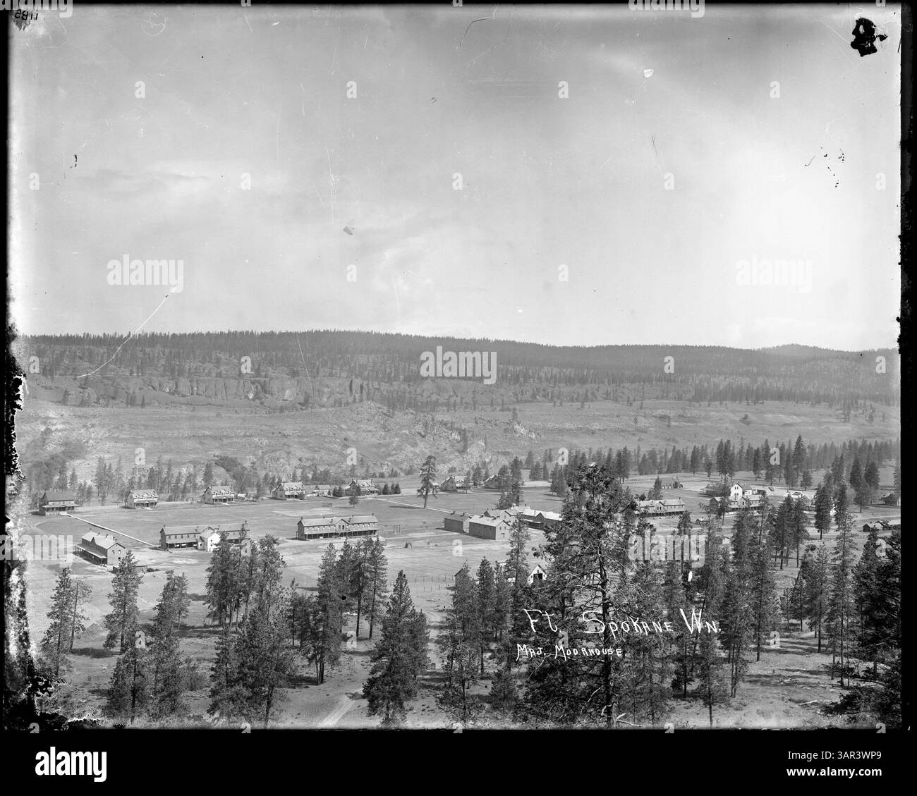 This photograph shows a general view of Fort Spokane, WA, including the ...
