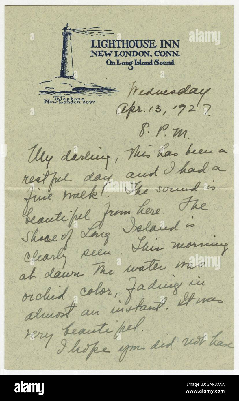 Sara writes a letter to Ernst Filsinger, describing a peaceful day in ...