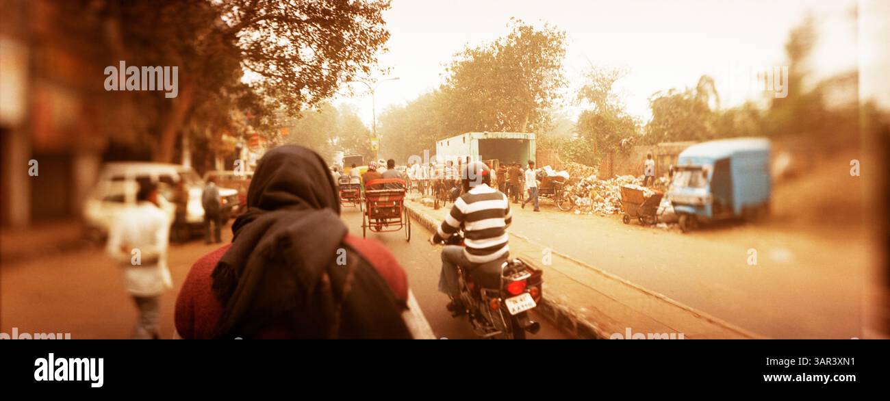 Panoramic view of vehicles moving on the road, Delhi, India Stock Photo ...