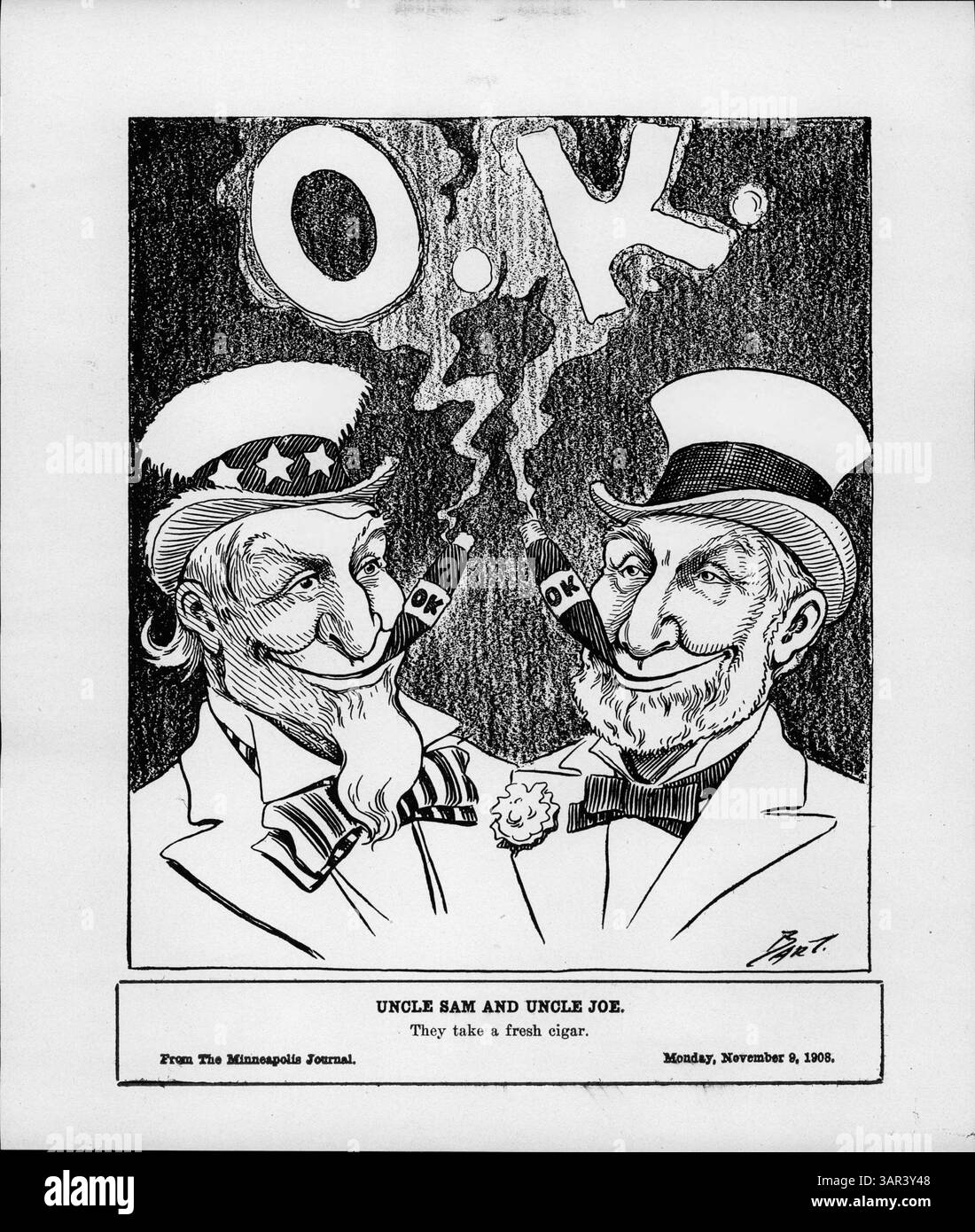 This political cartoon shows Uncle Sam and Uncle Joe Cannon, both ...