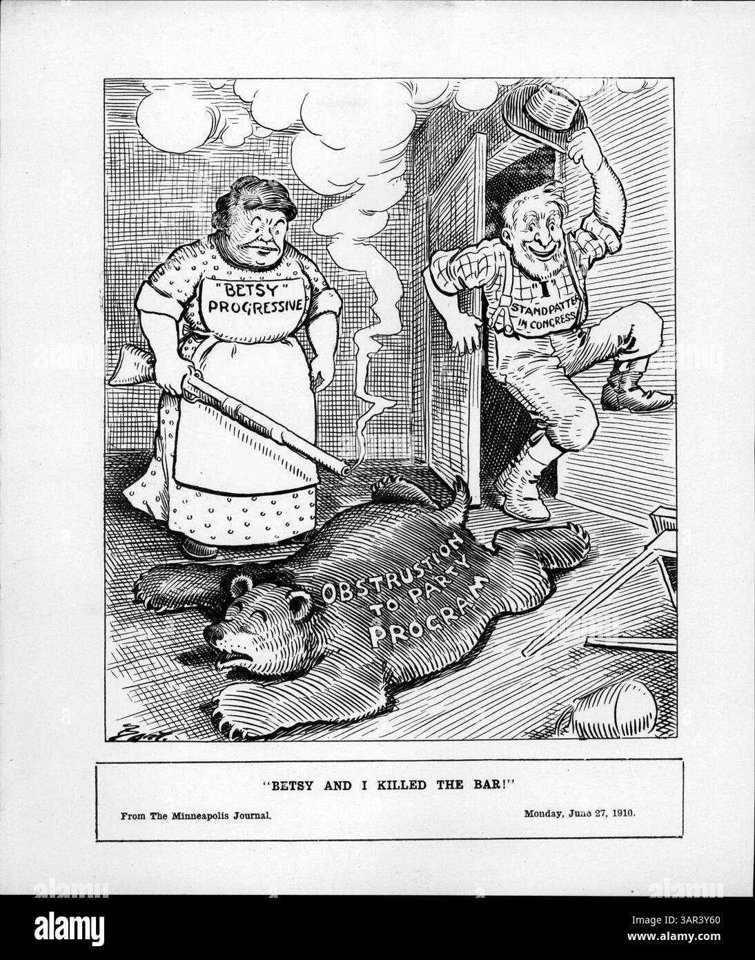 This political cartoon features a woman labeled 'Betsy' representing ...