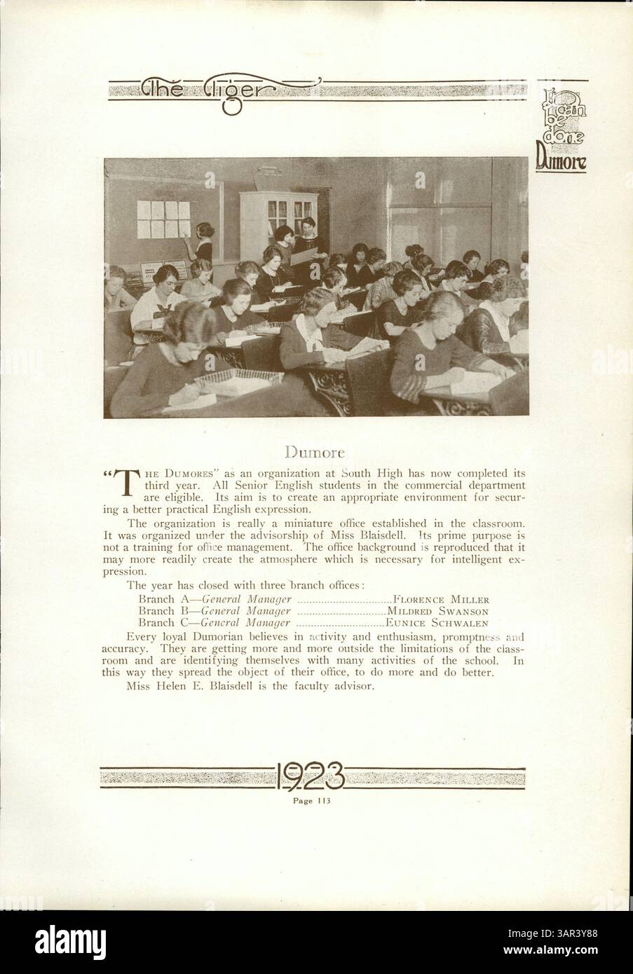 The 1923 South High School yearbook, 'Tiger,' highlights the students ...