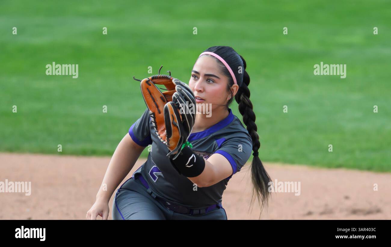 Weber State utility Sienna Solis prepares to make the catch at second ...