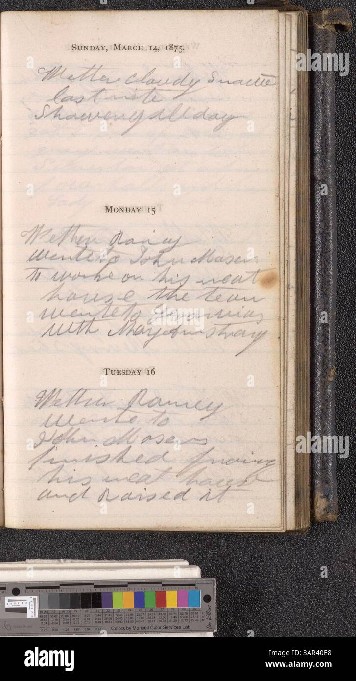 The University of Oregon Libraries holds a 1875 diary with daily ...