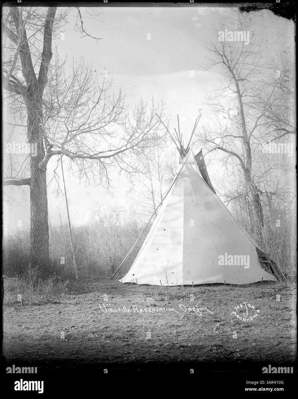 A photograph showing Native American camps on the Umatilla Indian ...