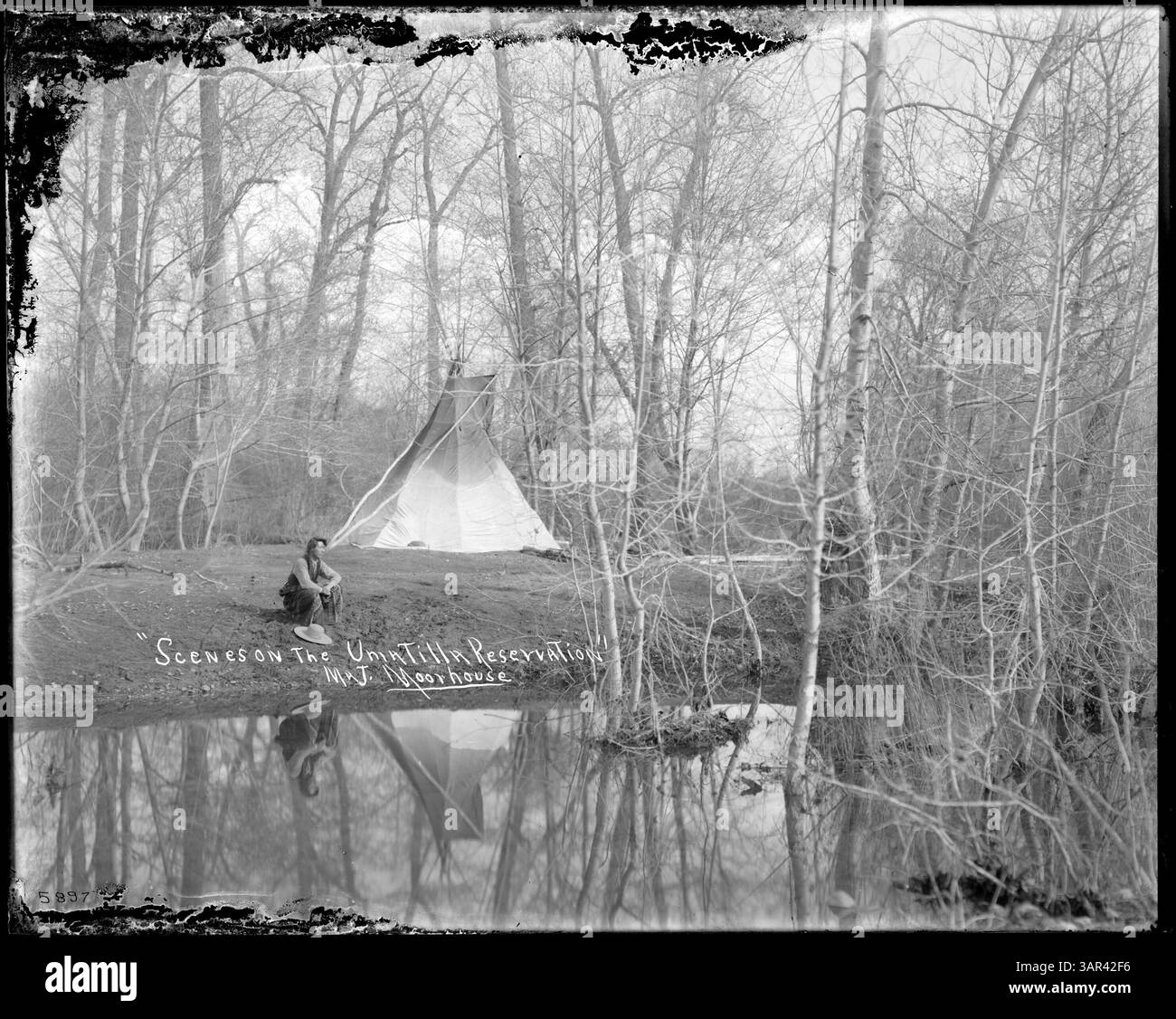 This Lee Moorhouse photograph shows a camp scene on the Umatilla Indian ...