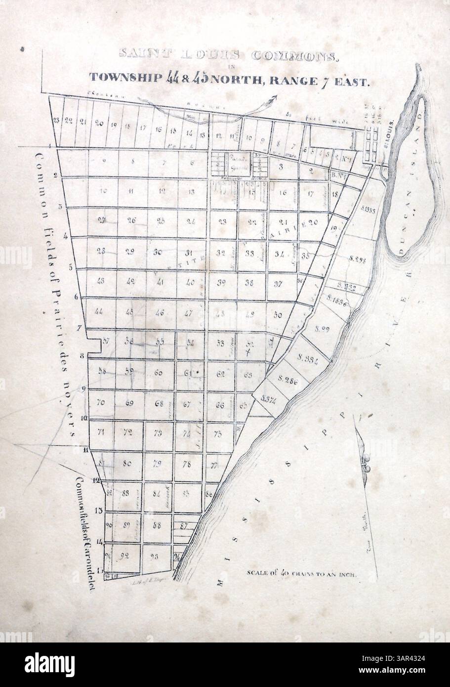 This atlas contains the 1823 and 1835 surveys of St. Louis, showing ...