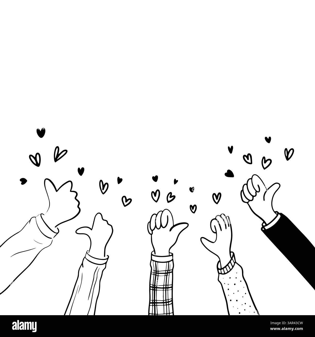 Doodle applause gestures of hands up or hands clapping. congratulation ...