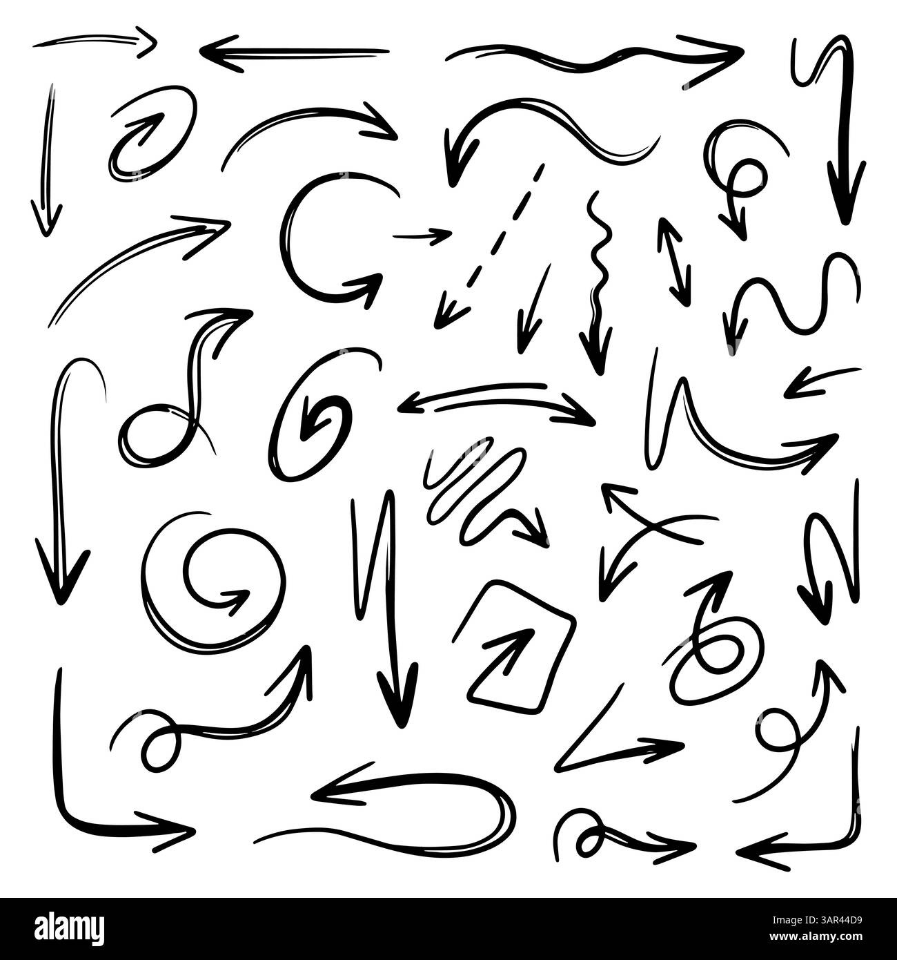 Vector doodle arrows are hand drawn with lots of collectibles inside ...