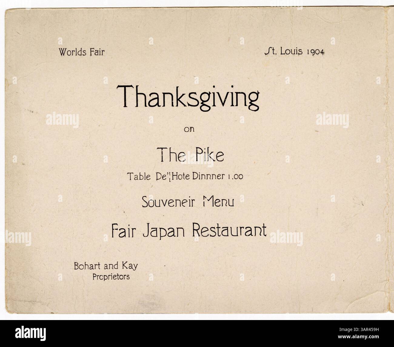 The Thanksgiving Day menu from the Japanese Restaurant on the Pike at ...