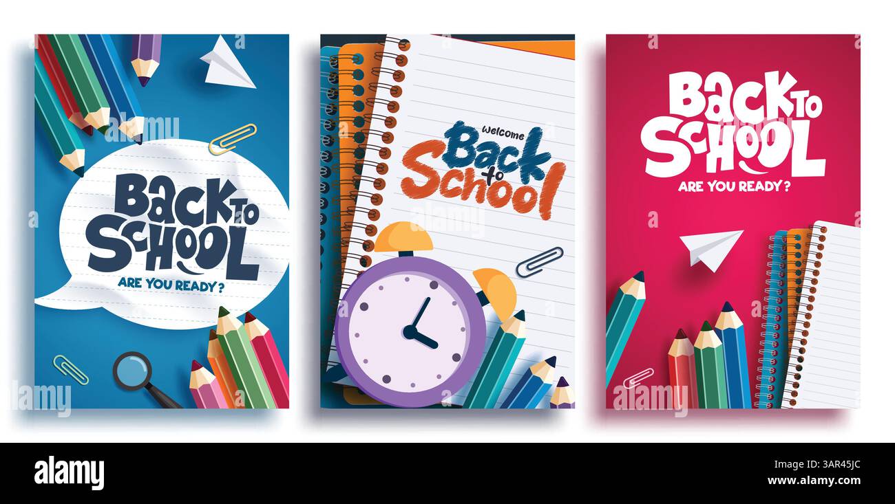 School greeting clipart poster set. Back to school template clip art ...