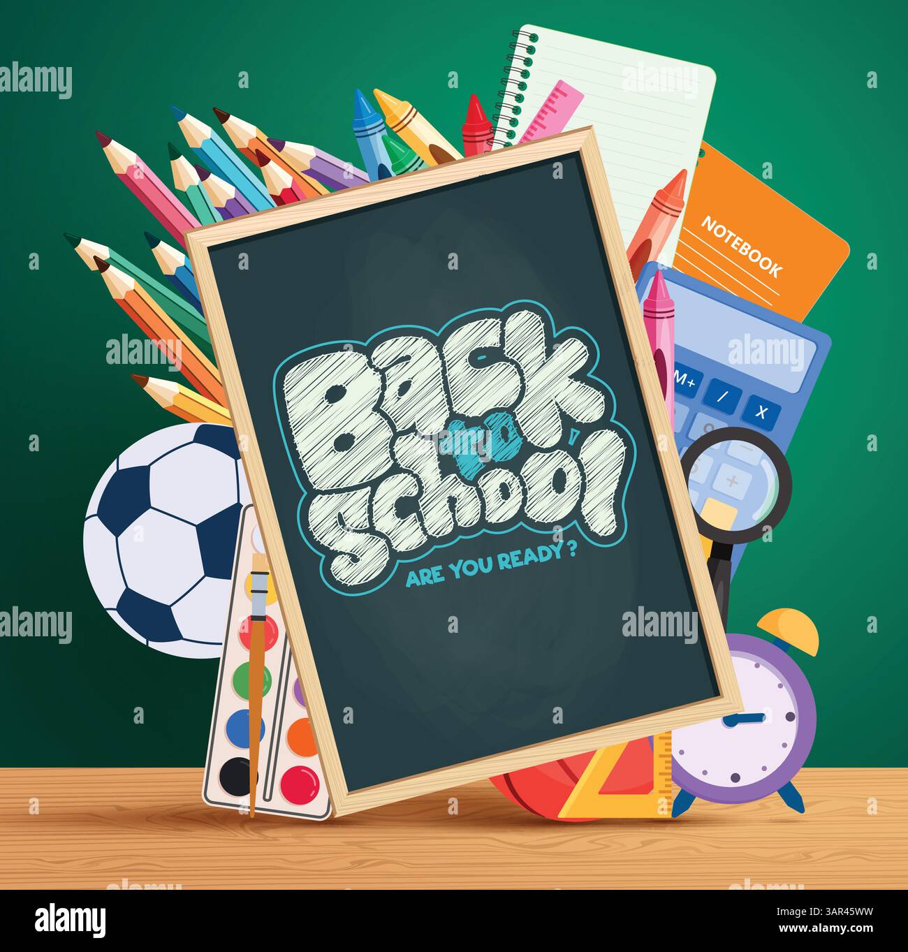 Back to school chalkboard template clipart. School educational greeting ...