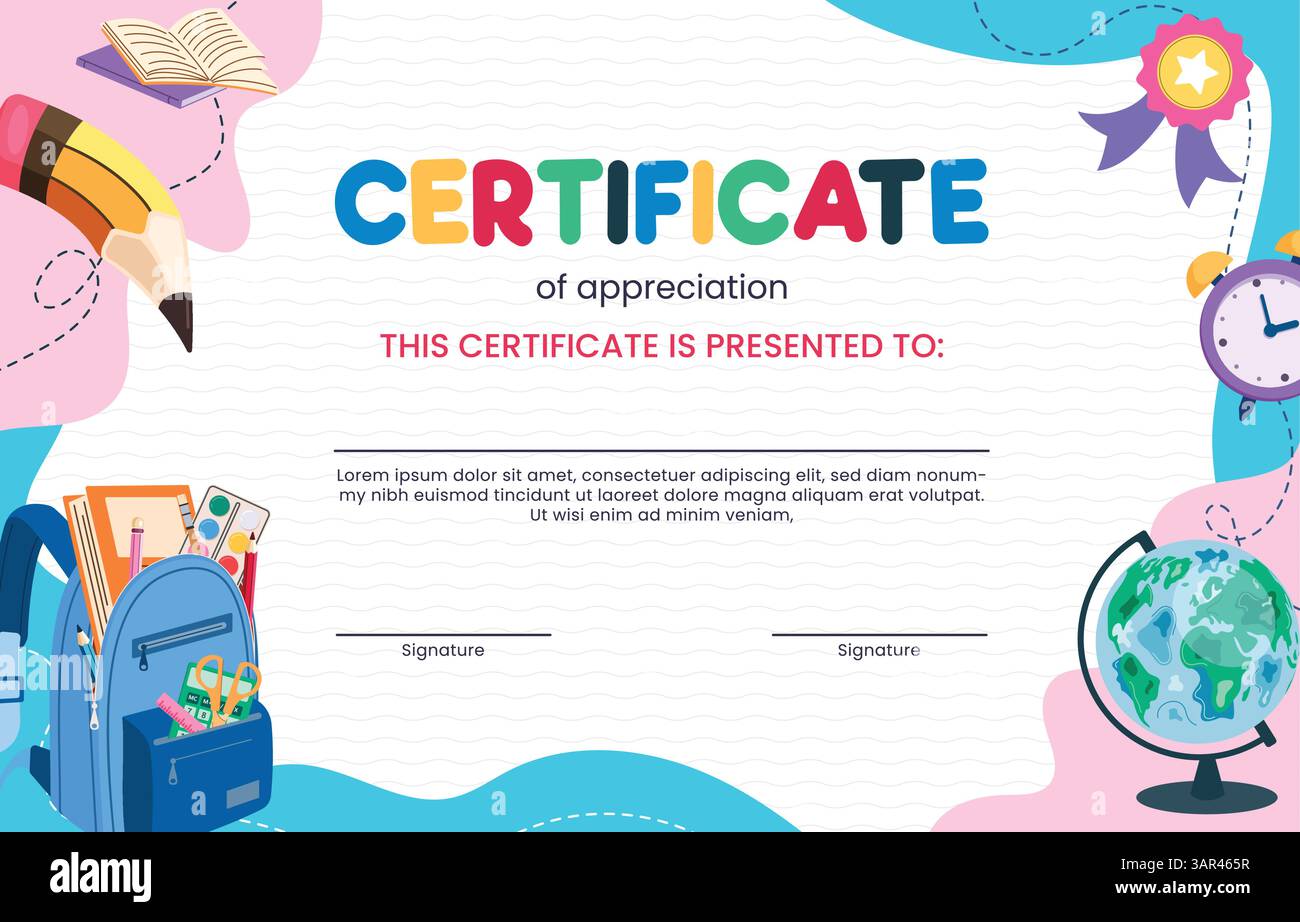 Certificate of appreciation for students template hi-res stock ...