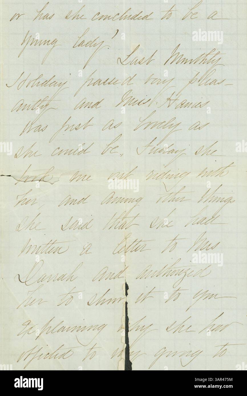 In a letter to her father, Nelly Blow expresses concern about not ...