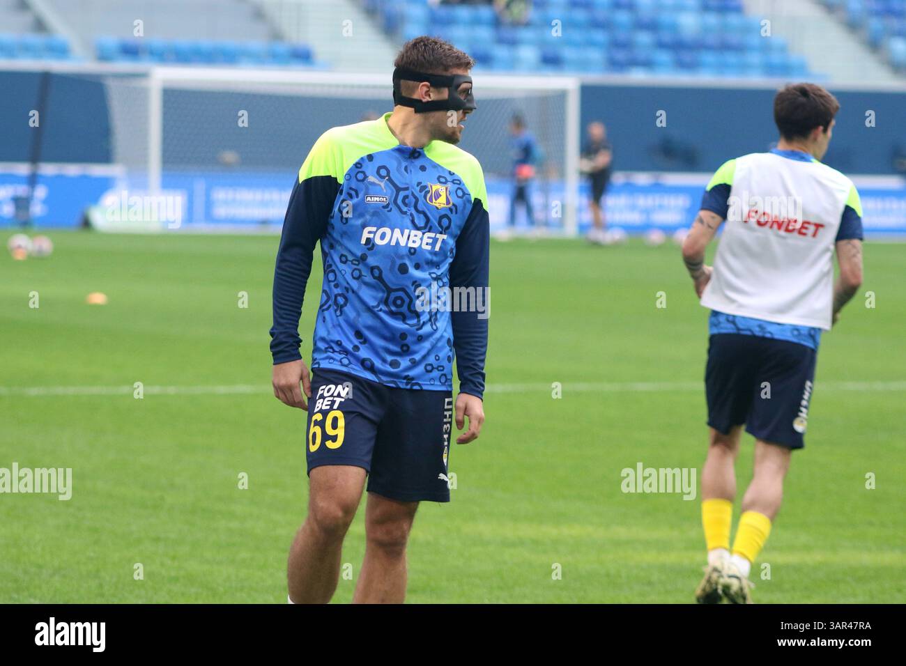 Saint Petersburg, Russia. 16th Apr, 2025. Egor Golenkov (69) of Rostov ...
