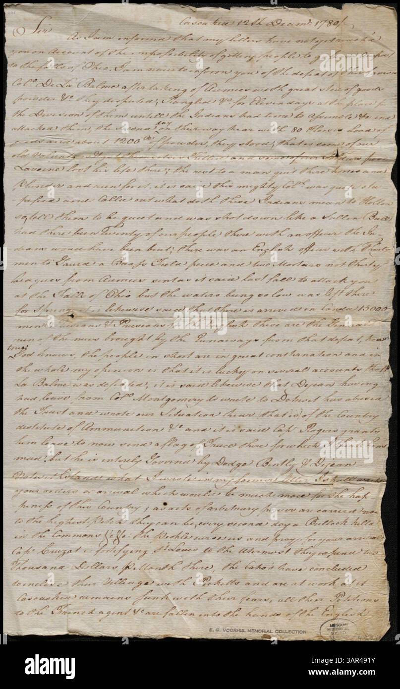 Letter dated December 12, 1780, from R. McCarty to George Rogers Clark ...
