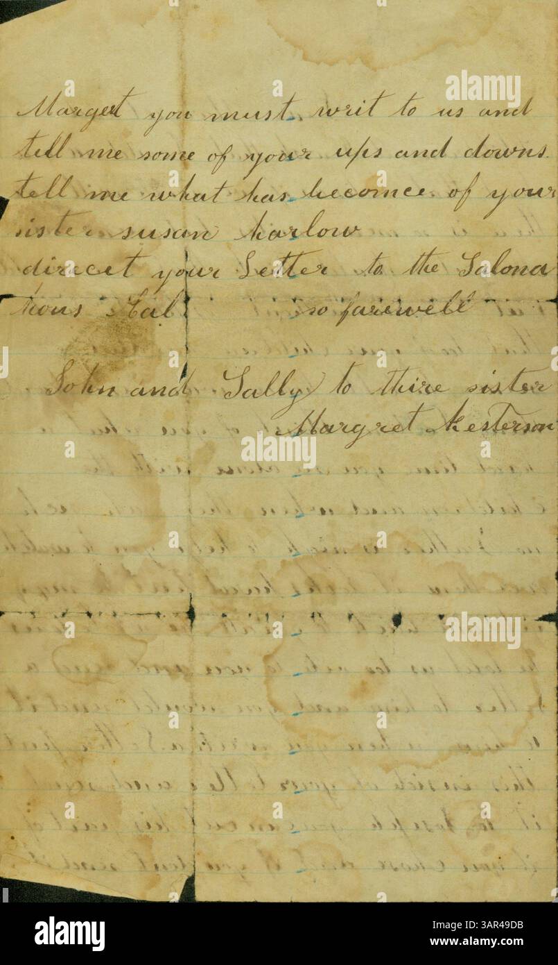A letter dated March 7, 1864, from John and Sally Kesterson of ...
