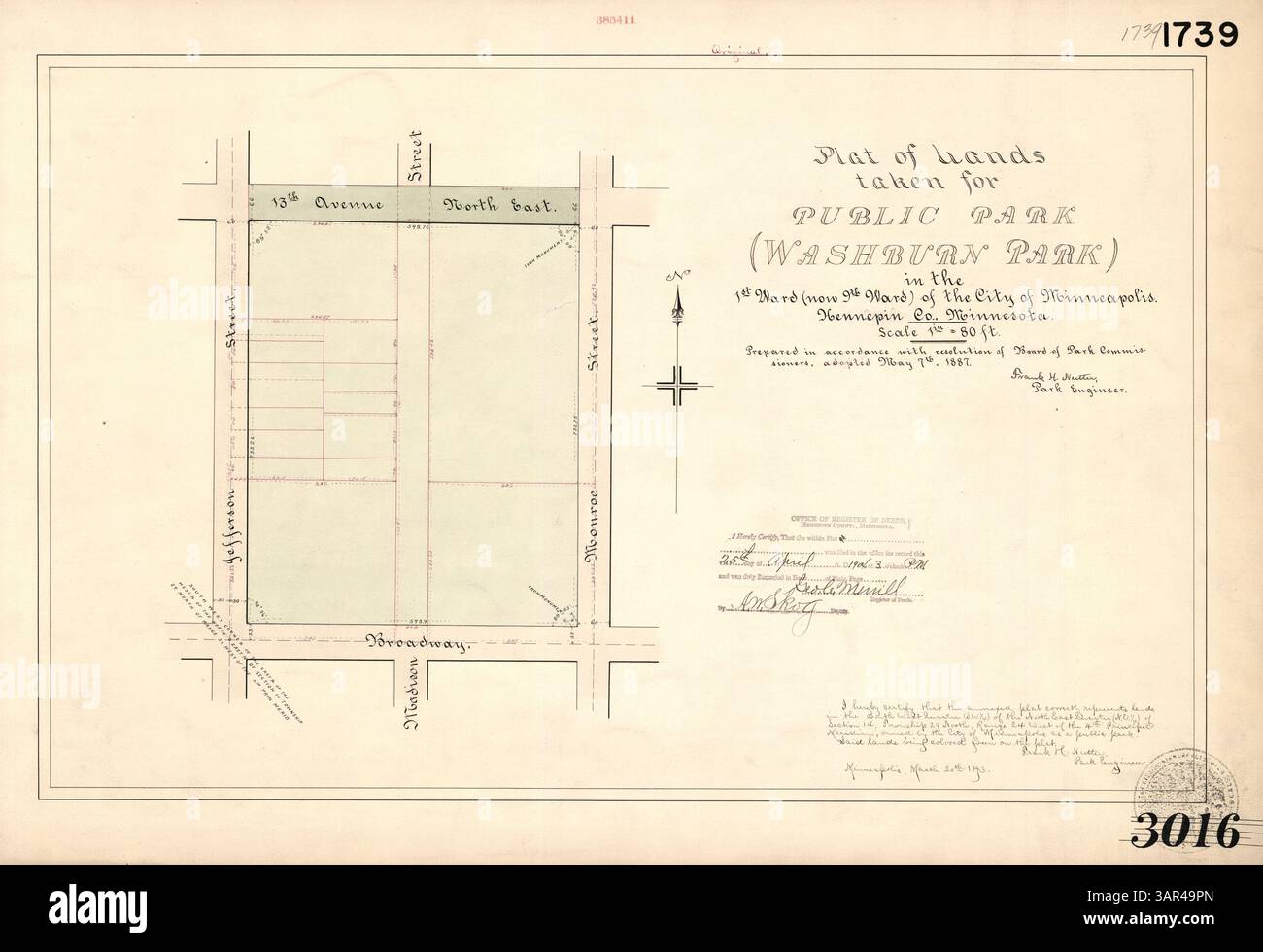 The plat map outlines the lands that were designated for the creation ...