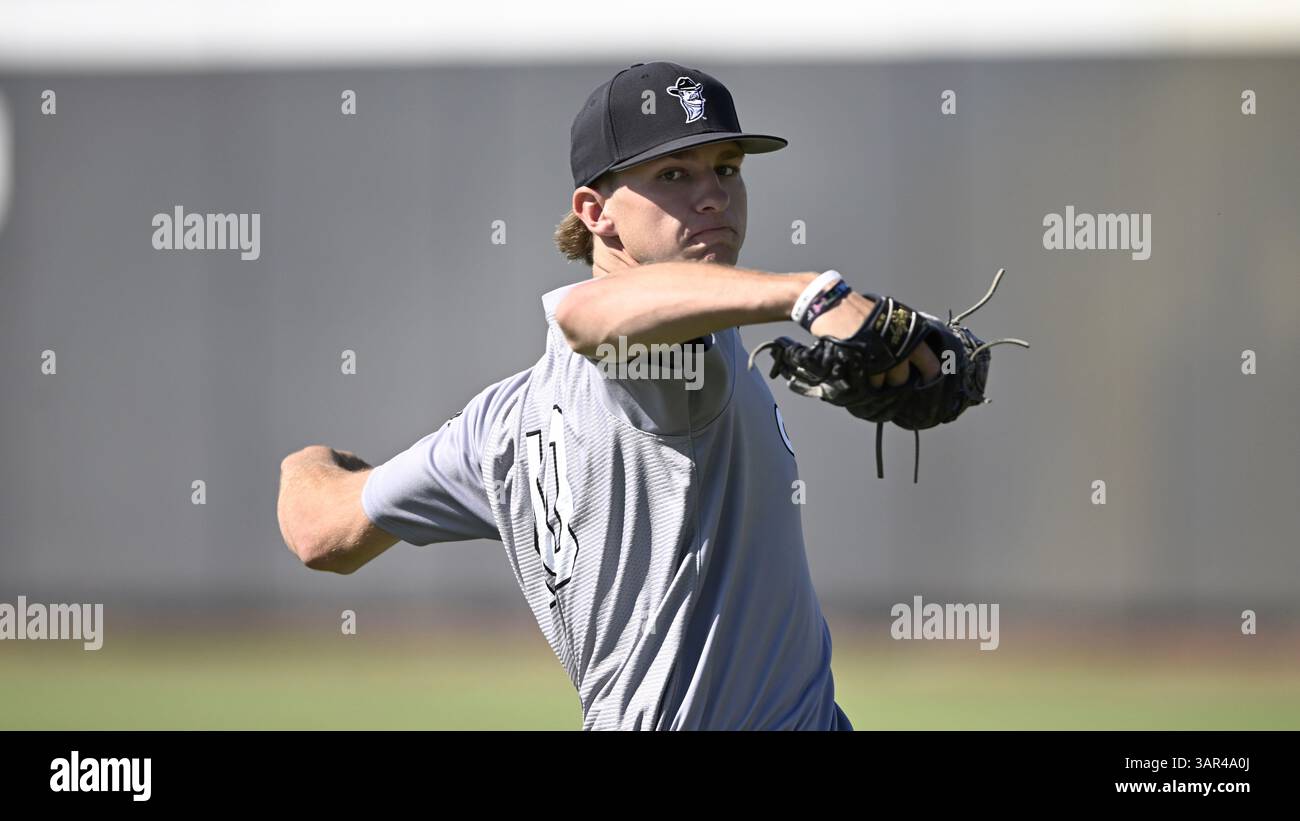 New Mexico State's Cade Shumard during an NCAA baseball game on Friday ...