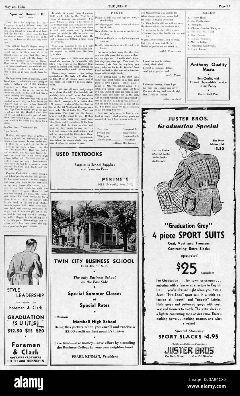 The 1935 June Marshall Yearbook, published in 'The Judge', features ...