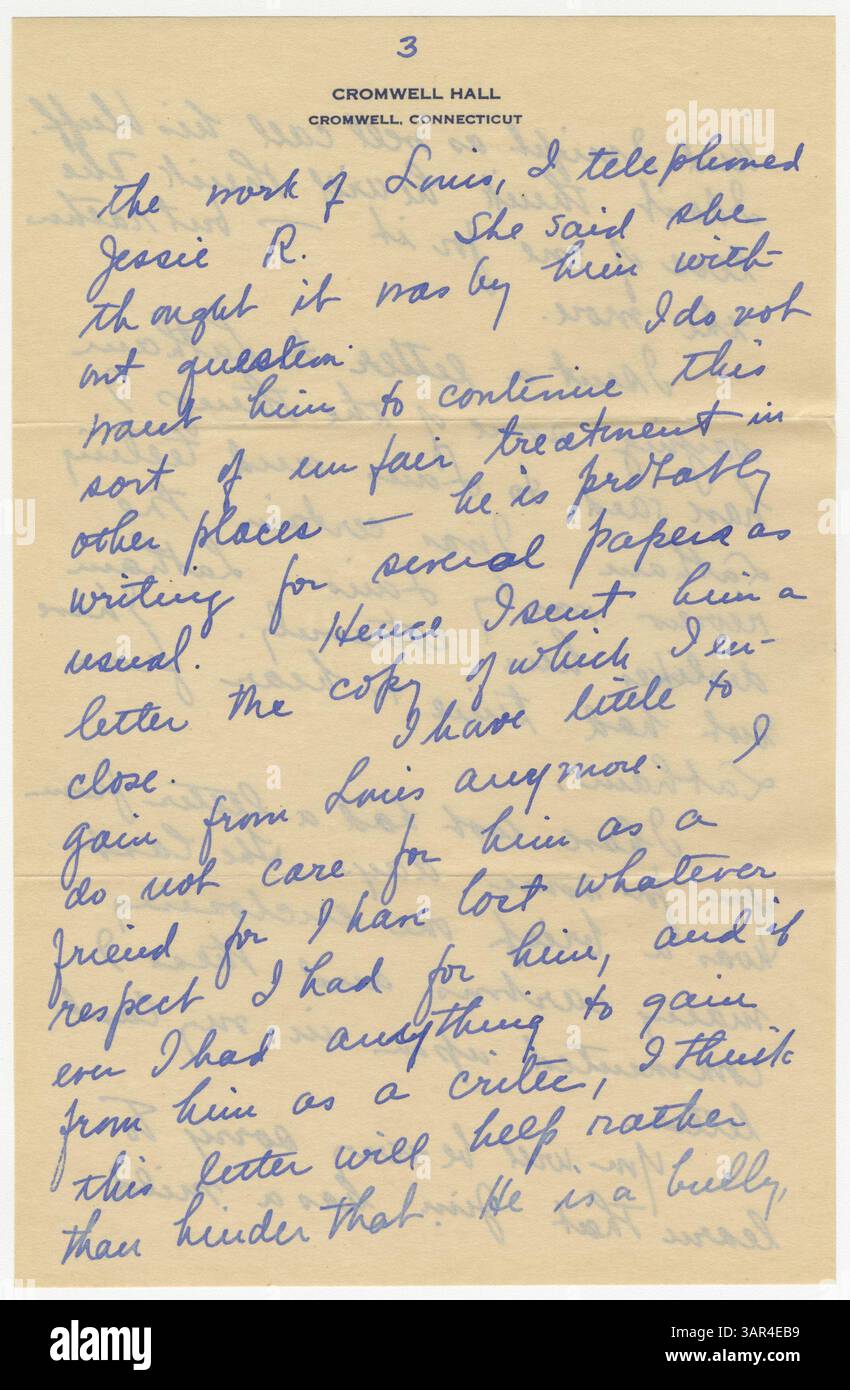 Sara, from Cromwell, Connecticut, writes to Ernst in London, enclosing ...