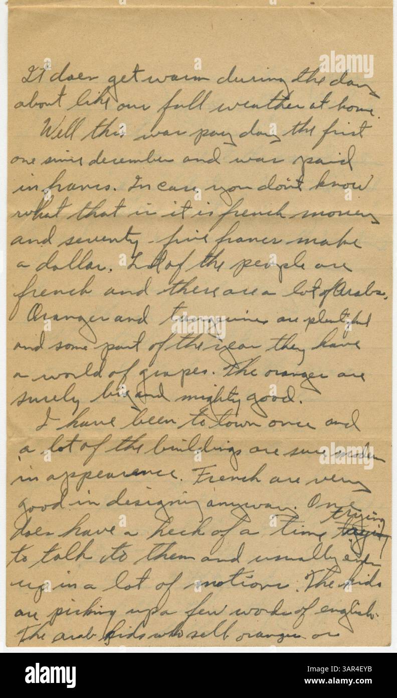A personal letter from John Cunningham in Northern Africa to Miss ...