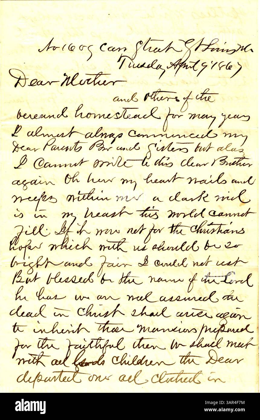This letter, dated April 9, 1867, from Thomas S. Hawley in St. Louis to ...