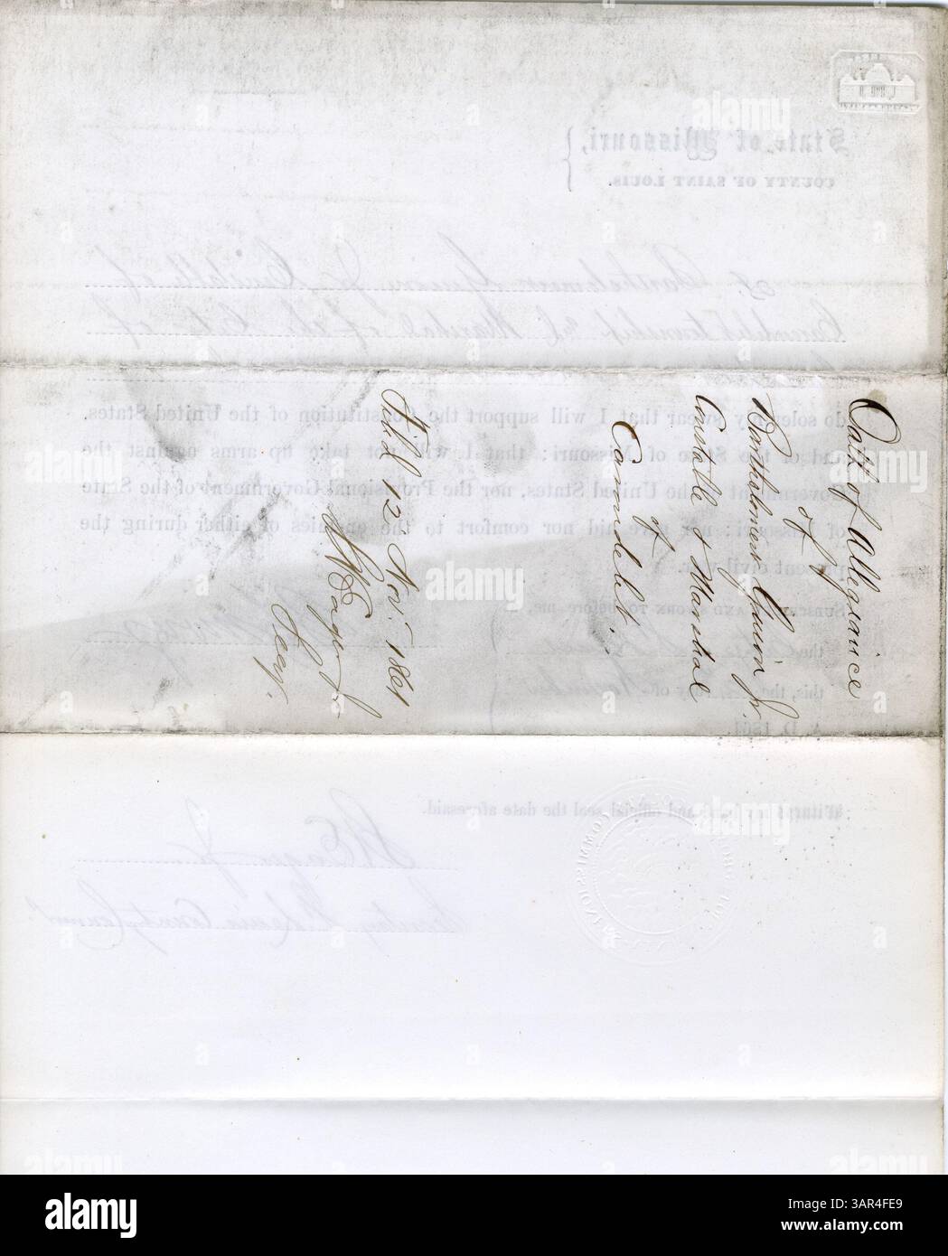 Bartholomew Guion Jr. of St. Louis, Missouri, swears an oath of ...