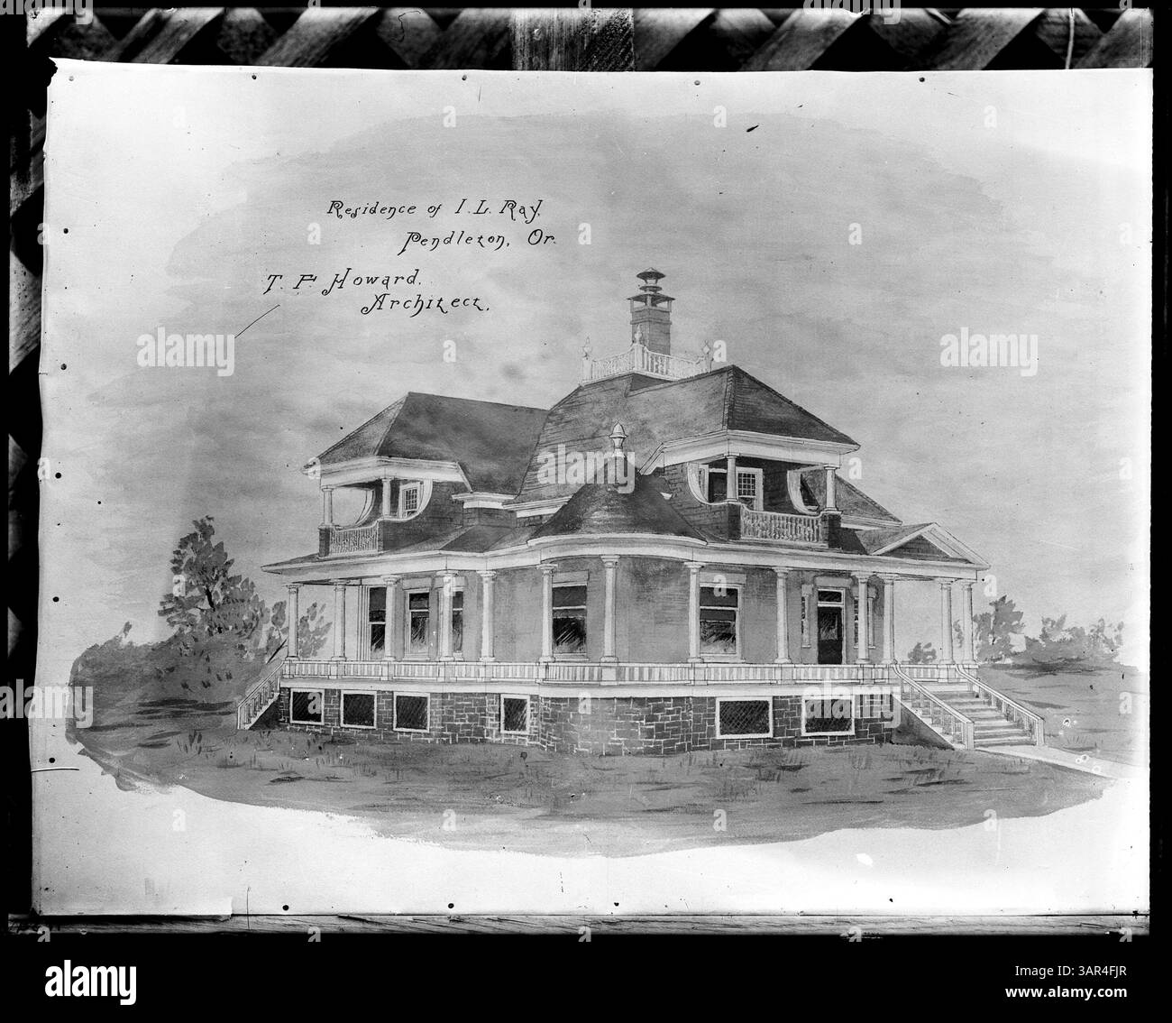 This image shows an architect's drawing of I.L. Ray's residence in ...