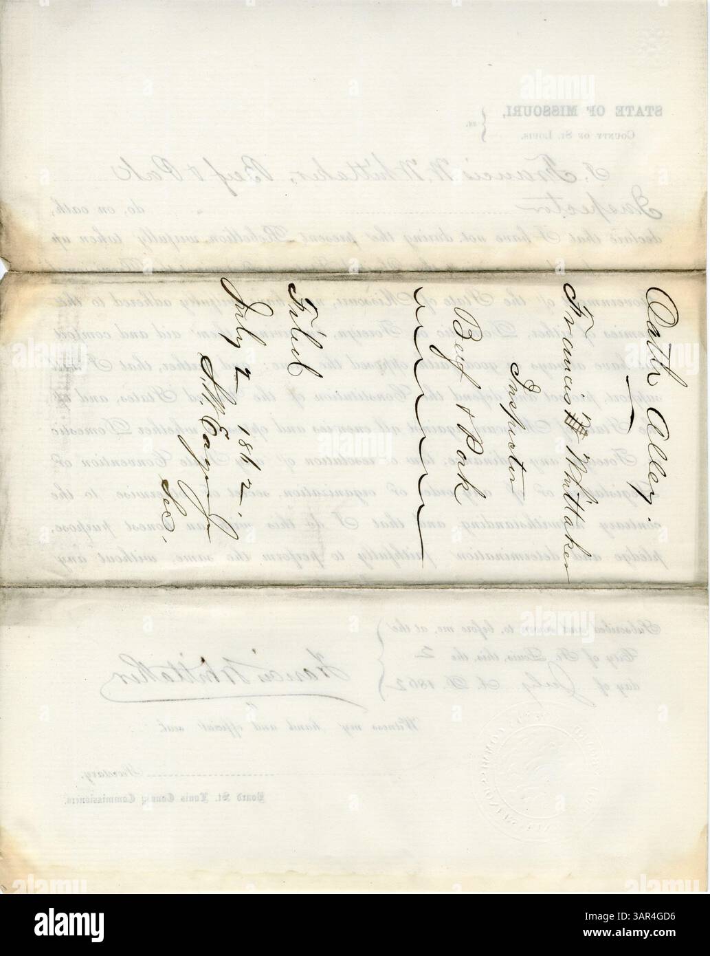 The loyalty oath sworn by Francis W. Whittaker of St. Louis, Missouri ...